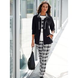 Shirtjacke Inspirationen "Shirtjacke", Damen, Gr. 36, beige (schwarz, ecru, gemustert), 92% Polyester, 8% Elasthan, gemustert, mehrfarbig, unifarben, Shirts Shirtjacke