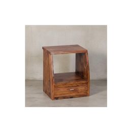 KADIMA DESIGN Sheesham Nachtkonsole, Landhausstil, Schublade & Ablage - Robust & Stilvoll