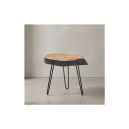 KADIMA DESIGN Massivholz Beistelltisch, Industrial-Stil, Handgefertigt, Baumkante Design