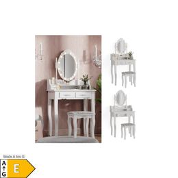 VICCO Schminktisch Frisiertisch Kosmetiktisch Maggie Wei&szlig; Schminkspiegel Hocker 75x147 Barock LED Beleuchtung Schlafzimmerkommode Schminkkommode Schublade Aufbewahrung Frisierkommode Make-Up-Tisch