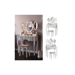 VICCO Schminktisch Diana Wei&szlig; 90 cm mit Beleuchtung und Hocker