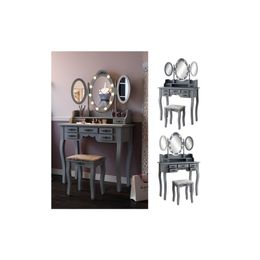 VICCO Schminktisch Diana Grau 90 cm mit Beleuchtung und Hocker