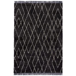 Eleganter "Swale June" Teppich mit Fransen - Schwarz-Wei&szlig;, 160x230 cm KADIMA DESIGN