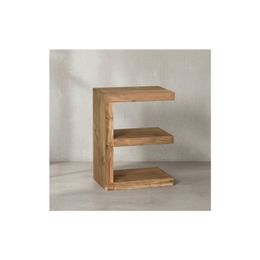 KADIMA DESIGN Beistelltisch "E" Cube NAKO: Akazienholz, E-Konstruktion, 45x30 cm, 60 cm H&ouml;he, handgefertigt.