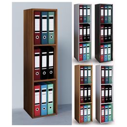 Vcm Holzregal stehend platzsparender Aktenschrank Ma&szlig;e: H. 107 x B. 34 x T. 30 cm Elegantes Regal stehend B&uuml;roregal &ndash; Offas 3 Fach