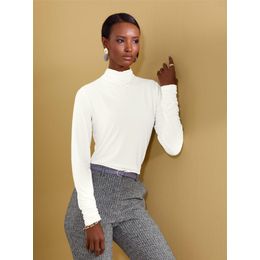 CR&Eacute;ATION L Langarmshirt CREATION L "Shirt", Damen, Gr. 42, beige (ecru), 95% Viskose, 5% Elasthan, unifarben, Shirts Langarmshirt