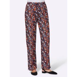Webhose Classic Basics, Damen, Gr. 19, Kurzgr&ouml;&szlig;en, bunt (marine, papaya, bedruckt), 100% Viskose, bedruckt, gemustert, mehrfarbig, lang, Hosen
