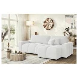 Ecksofa Home Affaire "FELICI, Schlafsofa 233cm, L-Form mit Recamiere beidseitig montierbar", beige (creme), B:233cm H:88cm T:142cm, 100% Polyester, Sofas, Ecksofa, Designsofa mit Bettfunktion und Bettkasten, Ma&szlig;e B/T/H: 233/142/88 cm