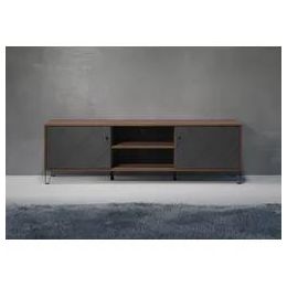 Lowboard Home Affaire "Molveno", eiche kraft gold melamin, graphite tiefzieh, B:183cm H:56cm T:40cm, FSC-zertifizierter Holzwerkstoff, Sideboards, Lowboard, TV-Unterteil mit 2 T&uuml;ren & 2 F&auml;chern - (B/T/H) 183/40/56 cm