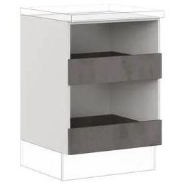 Unterschrank IMPULS K&Uuml;CHEN "Prag", Breite/H&ouml;he: 60/72,3 cm", grau (beton, optik schiefer dunkelgrau), B:60cm H:72,3cm T:57,6cm, Dekorfolie, Holzwerkstoff, Schr&auml;nke, Unterschrank, vormontiert, mit Soft-Close, mit zwei Ausz&uuml;gen