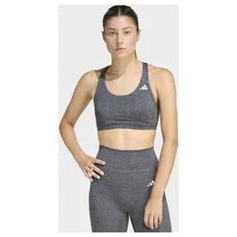 Sport-BH Adidas PERFORMANCE "OPTIME ESSENTIALS WORKOUT HEATHER MEDIUM SUPPORT SPORT-BH", Damen, Gr. S, N-Gr, grau four mel, Obermaterial: 85% Polyester, 15% Elasthan, BHs Sport-BH