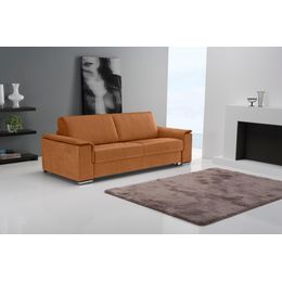 2,5-Sitzer Egoitaliano "Cecilia, modern & elegant, erstklassiger Sitzkomfort, Breite 234cm", braun (cognac), B:234cm H:85cm T:102cm, Luxus-Micofaser Lederoptik (100% Polyester) ist ein neues technisches Gewebe mit einem visuellen und taktilen Aspekt, der dem Nubuk sehr nahe kommt, mit innovativen Eigenschaften. Seine au&szlig;erordentliche Weichheit kommt von einem exklusiven Produktionsprozess, der Unr