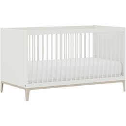 Babybett Paidi "CUTIE LEA in Wei&szlig;, verschiedene Gr&ouml;&szlig;en, Kinderbett", off, wei&szlig;, B:76cm H:83cm L:143cm, Holzwerkstoff, Massivholz, Babybetten, Babybett, Off-White, Massivholz-Sprossen, 4-fach h&ouml;henverstellbares Gitterbett