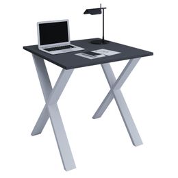 Schreibtisch Vcm "Schreibtisch B&uuml;rotisch Computertisch 80x80 Lona X", schwarz (silber, anthrazit), B:80cm T:80cm, Tische, Schreibtisch