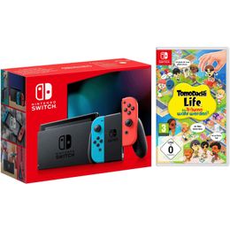 NINTENDO SWITCH Spielekonsole "Switch Neon-Rot/Neon-Blau inkl. Tomodachi Life", neonrot, neonblau, B:23,9cm H:10,2cm T:1,39cm, Spielekonsolen, Switch Neon-Rot/Neon-Blau inkl.Tomodachi Life: Wo Tr&auml;ume wahr werden