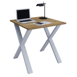 Schreibtisch Vcm "Schreibtisch B&uuml;rotisch Computertisch 80x50 Lona X", braun (silber, honig, eiche), B:80cm T:50cm, Tische, Schreibtisch