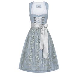 N&uuml;bler Dirndl N&Uuml;BLER "Midi Dirndl Fleur", Damen, Gr. 32, EURO, blau, Obermaterial: 100% Polyester PES., Kleider