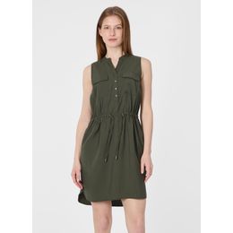 Sommerkleid Ragwear "ROISSIN", Damen, Gr. L, N-Gr, schwarz olive, Web, Obermaterial: 80% Viskose, 20% Polyester, unifarben, kniefrei, Rundhals, Kleider Sommerkleid, Viskosemischung mit Brusttaschen, Taillenband und Anti-Knitter-Finish