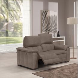 2-Sitzer Egoitaliano "Capucine hoher Sitzkomfort, erstklassiger Relaxkomfort, elegant", braun (mud), B:154cm H:99cm T:97cm, Sofas, wahlweise mit elektrisch oder manuell verstellbarer Relaxfunktion