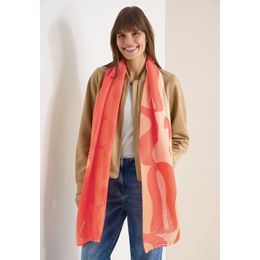 Halstuch Cecil, Damen, Gr. onesize, cherry tomato orange, Stoff, 100% Polyester, gemustert, Modet&uuml;cher, mit grafischem Muster