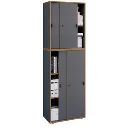 Aktenschrank Vcm "B&uuml;roschrank Aktenschrank Schiebet&uuml;ren Salia 5fach", schwarz (anthrazit), B:60cm T:37cm, Obermaterial: 100% Holz Wood., Schr&auml;nke