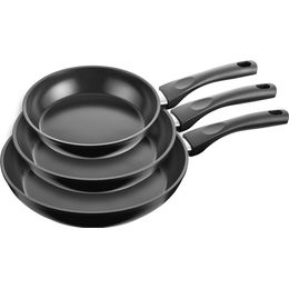 Pfannen-Set HENCKELS BY ZWILLING "Sleek", schwarz, B:28,9cm H:7,6cm L:47,6cm &Oslash;:28cm, Pfannen, Keramikbeschichtung, Soft-Touch-Griff, leicht, Induktionsgeeignet