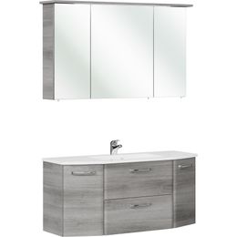 Badm&ouml;bel-Set SAPHIR "3-teilig, mit Spiegelschrank", graphit struktur quer nachbildung, B:115cm H:200cm T:49cm, Kastenm&ouml;bel-Sets, Badm&ouml;bel-Set