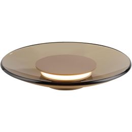 NEUHAUS PURE LED Tischleuchte "PURE Moon", bronce, 1, &Oslash; 32cm H: 6,6cm, 1 Stk., Leuchten, Stufenloses dimmen per Touchdimmer, Glas amberfarben, LED Tischleuchte