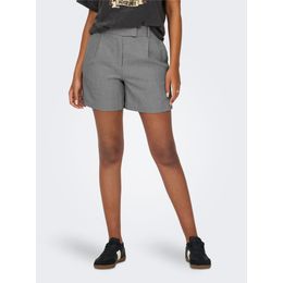 Shorts Only "ONLLINDA &ndash; Shorts mit hoher Taille und weitem Beinschnitt", Damen, Gr. XS, N-Gr, medium grau melange, Web, Obermaterial: 97% Polyester, 3% Elasthan, unifarben, weit kurz, Hosen Shorts, Materialmix, High Waist