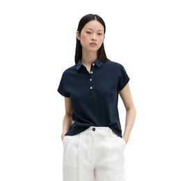 Marc O'Polo Poloshirt MARC O'POLO "aus weichem Single Jersey", Damen, Gr. L, deep night blau, Obermaterial: 100% Baumwolle, unifarben, loose fit, normaler Saum, Shirts