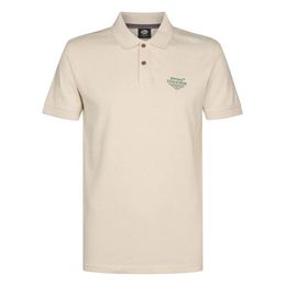Poloshirt PETROL INDUSTRIES "Men Polo Short Sleeve", Herren, Gr. XXXL(46), seashell, Jersey, Obermaterial: 60% Baumwolle, 40% Polyester, unifarben, regular fit normal, ohne Ausschnitt, gerader Abschluss, Shirts, mit Logo Print