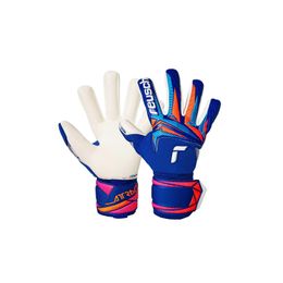 Torwarthandschuhe Reusch "Attrakt Gold X NC", Damen, Gr. 9.5, blau, orange, 59% Latex, 28% Polyester, 5% Polyamid, 5% Lederimitat, Handschuhe, mit atmungsaktiven Mesh-Eins&auml;tzen