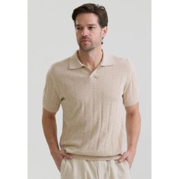 Poloshirt FELIX HARDY "Strick-Polo Shirt Kurzarm", Herren, Gr. L, beige, 100% Baumwolle, Shirts