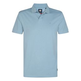 Poloshirt PETROL INDUSTRIES "Men Polo Short Sleeve", Herren, Gr. L (40), marble blau, Jersey, Obermaterial: 80% Baumwolle, 20% Leinen, unifarben, regular fit normal, ohne Ausschnitt, Shirts, mit Polo Kragen