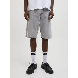 Jack & Jones Bermudas JACK & JONES "JJIRON JJORIGINAL SHORTS MF 328 SN", Herren, Gr. L, N-Gr, grau denim detail:sq 732, Denim/Jeans, Obermaterial: 100% Baumwolle, unifarben, relaxed fit knielang, Hosen Bermudas
