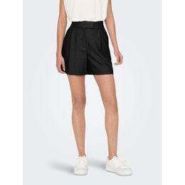 Shorts Only "ONLLINDA &ndash; Shorts mit hoher Taille und weitem Beinschnitt", Damen, Gr. L, N-Gr, schwarz, Web, Obermaterial: 97% Polyester, 3% Elasthan, unifarben, weit kurz, Hosen Shorts, Materialmix, High Waist
