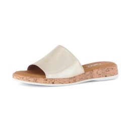 Pantolette Gabor "RHODOS", Damen, Gr. 38, champagner, Ziegenleder, metallic, Schuhe Pantolette, Sommerschuh, Komfortschuh, kleiner Stretcheinsatz, Weite G (=weit)