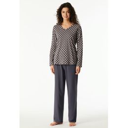 Schiesser Pyjama in Anthrazit - 51% | Gr&ouml;&szlig;e 36 | Damen-loungewear
