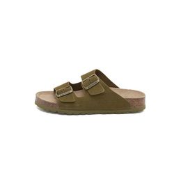 BABUNKERS Family Leder-Pantoletten in Khaki - 50% | Gr&ouml;&szlig;e 37 | Damen-pantoletten