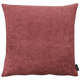 Dekokissen Apelt "Toulouse", rot, pink, unifarben, B:46cm H:0,5cm L:46cm, Polyester, Dekokissen_Sitzkissen_Kissenh&uuml;llen, Chenille mit 3D-Effekt