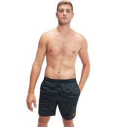 Speedo Badeshorts "Eco Xpress" in Schwarz/ Dunkelblau/ Orange - 54% | Gr&ouml;&szlig;e L | Herren-bademode-sport