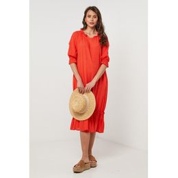 Lin Passion Leinen-Kleid in Orange - 76% | Gr&ouml;&szlig;e 38/40 | Damen-kleider