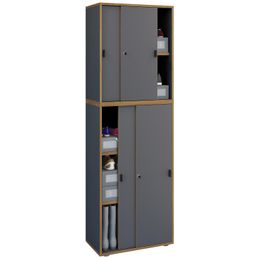 Aktenschrank Vcm "B&uuml;roschrank Aktenschrank Schiebet&uuml;ren Salia 5fach", schwarz (anthrazit), B:60cm T:37cm, Obermaterial: 100% Holz Wood., Schr&auml;nke