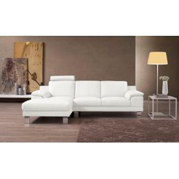 Ecksofa Egoitaliano "Shakira, Design & Sitzkomfort auf hohem Niveau, Breite 236cm, L-Form", wei&szlig;, B:236cm H:84cm T:152cm, Leder &raquo;BULL&laquo; (echtes Rindsleder). Geschliffenes, pigmentiertes und behandeltes Rindsleder mit einer Dicke von 1, 3-1, 5 mm. Dieses Leder zeigt eine ziemlich weiche Hand mit einem halb undurchsichtigen Aussehen. Es handelt sich um ein gesch&uuml;tztes Leder. Eine leichte Deckschicht 