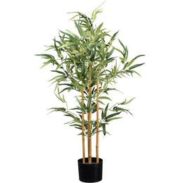 Kunstpflanze, Gr&uuml;n, Kunststoff, 105 cm, mit Naturstamm, Dekoration, Blumen & Zubeh&ouml;r, Kunstpflanzen