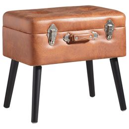 Xora Hocker, Braun, Schwarz, Holz, Textil, Kiefer, rechteckig, 50x46x35 cm, Stauraum, Wohnzimmer, Hocker, Sitzhocker
