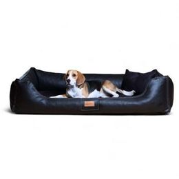 tierlando &reg; Orthop&auml;disches Hundebett Maddox Kunstleder Hundesofa Mittelgro&szlig; Gro&szlig;e Hunde Hundesofa XL XXL schwarz 1,5 m, 25 cm, 1 m