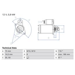 Bosch Starter 0986025980 f&uuml;r KIA