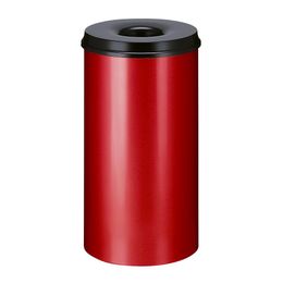 Sicherheits-Papierkorb, Stahl, selbstl&ouml;schend, Volumen 50 l, Hx&Oslash; 625 x 335 mm, Korpus rot / L&ouml;schkopf schwarz kaiserkraft