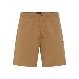 Pyjamashorts BOSS "Waffle Shorts", Damen, Gr. L, N-Gr, medium beige 260, Jersey, Obermaterial: 60% Baumwolle, 40% Polyester, lang, Hosen